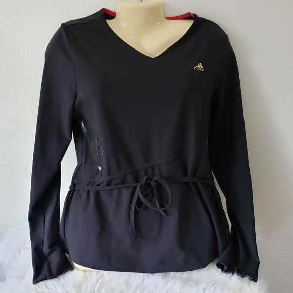 adidas | Tops | Adidas Clima365 Black Wrap Tie Active Top Medium | Poshmark